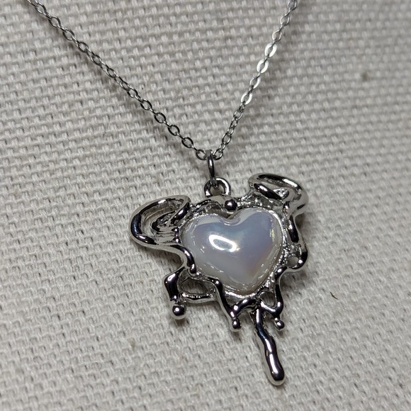 Handmade | Jewelry | Gothic Heart Shaped Dripping Silver Pendant On A ...
